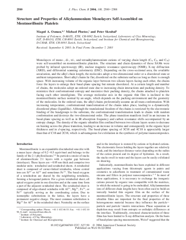 (PDF) Structure and Properties of Alkylammonium Monolayers Self ...