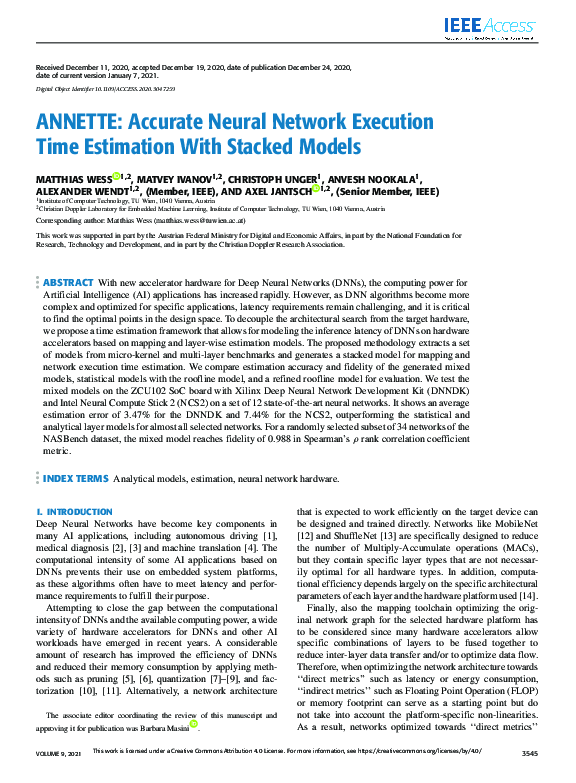 Pdf Annette Accurate Neural Network Execution Time Estimation With Stacked Models