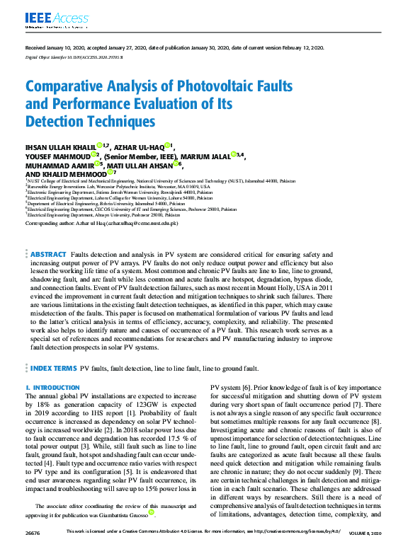 (PDF) Comparative Analysis of Photovoltaic Faults and Performance Evaluation of its Detection ...