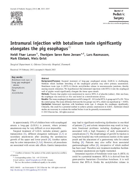 (PDF) Intramural injection with botulinum toxin significantly elongates ...