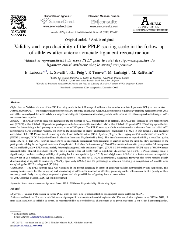 (PDF) Validity and reproducibility of the PPLP scoring scale in the ...