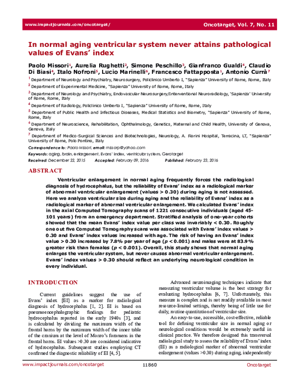 (PDF) In normal aging ventricular system never attains pathological ...