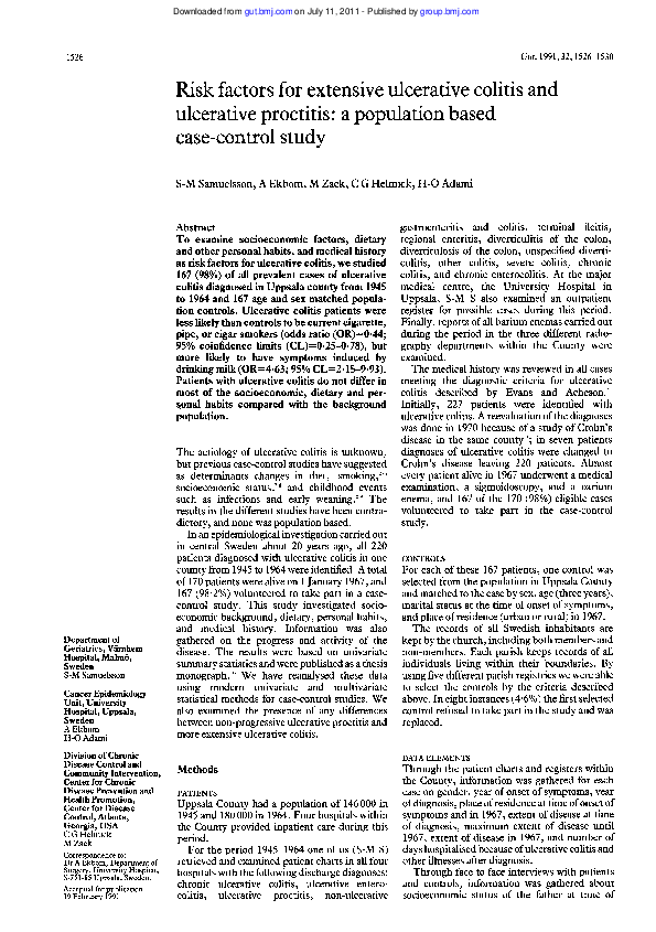 (PDF) Risk factors for extensive ulcerative colitis and ulcerative ...