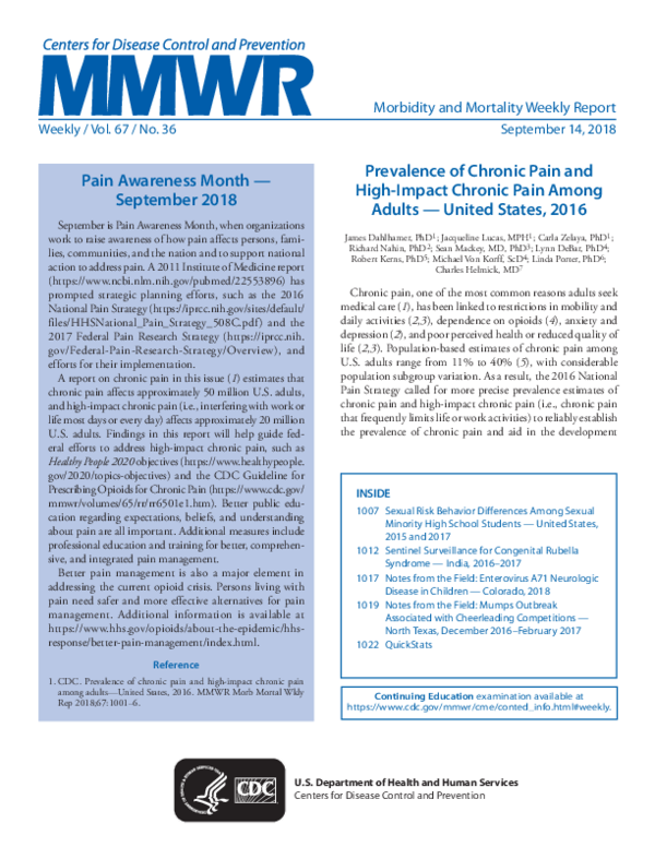 (PDF) Prevalence of Chronic Pain and High-Impact Chronic Pain Among ...
