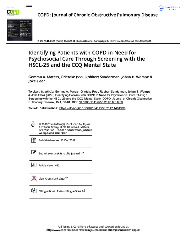 (PDF) Identifying Patients with COPD in Need for Psychosocial Care ...