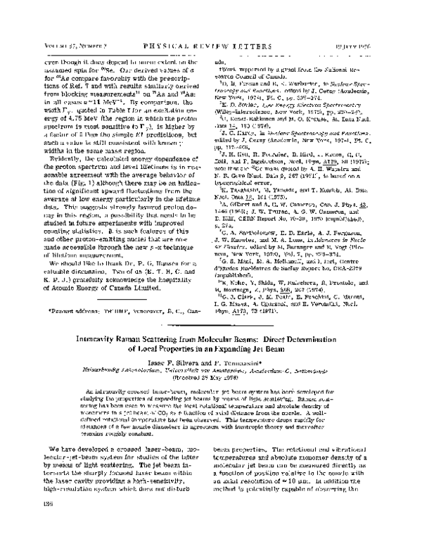 (PDF) Intracavity Raman Scattering from Molecular Beams: Direct ...