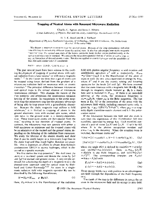(PDF) Trapping of neutral atoms with resonant microwave radiation ...