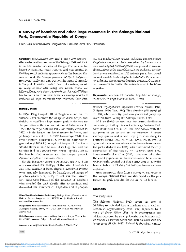 (PDF) A survey of bonobos and other large mammals in the Salonga ...