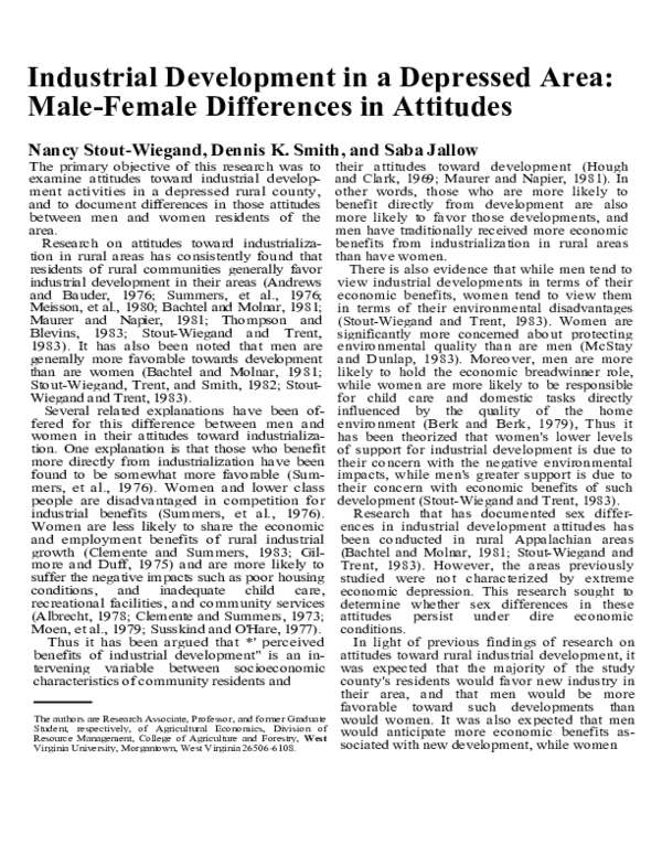 (PDF) Industrial Development in a Depressed Area: Male-Female ...