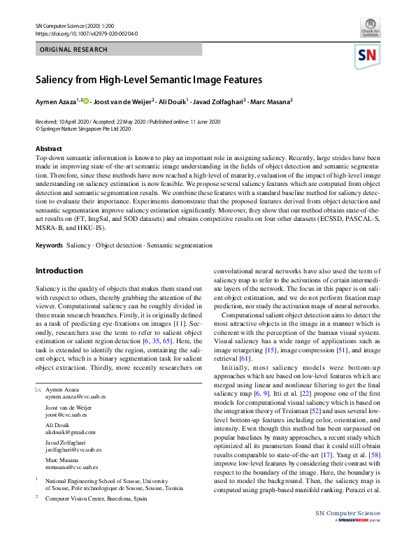 (PDF) Saliency from High-Level Semantic Image Features