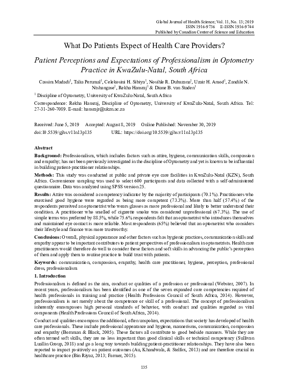 (PDF) What Do Patients Expect of Health Care Providers? Patient ...