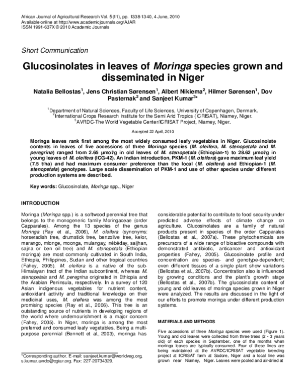 (PDF) Glucosinolates in leaves of Moringa species grown and ...