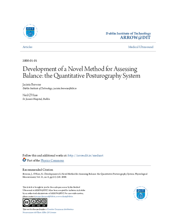 (PDF) Development of a novel method for assessing balance: the ...