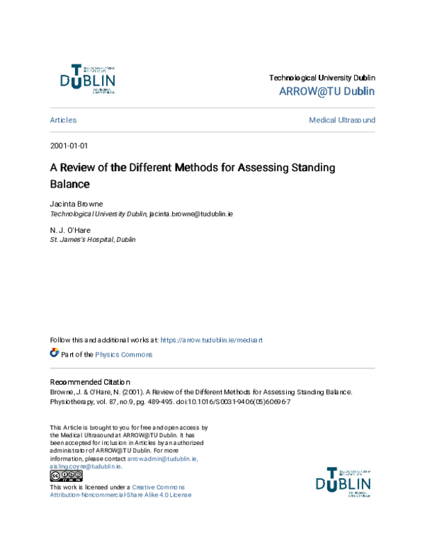 (PDF) Review of the Different Methods for Assessing Standing Balance