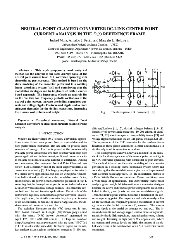 (PDF) Neutral point clamped converter DC-link center point current analysis in the dq0 reference ...