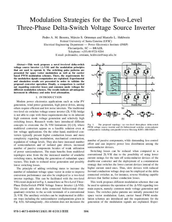 (PDF) Modulation strategies for the two-level three-phase delta-switch voltage source inverter