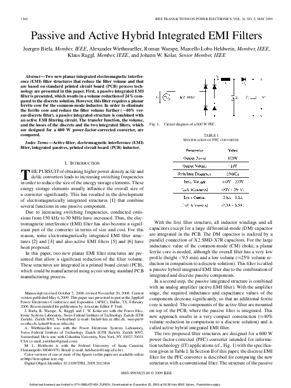 (PDF) Passive and Active Hybrid Integrated EMI Filters
