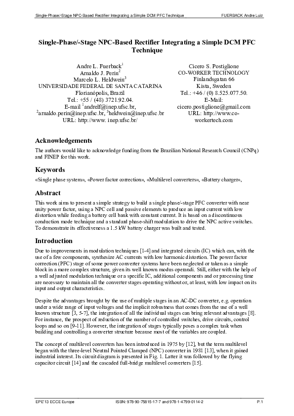 (PDF) Single-phase/-stage NPC-based rectifier integrating a simple DCM ...