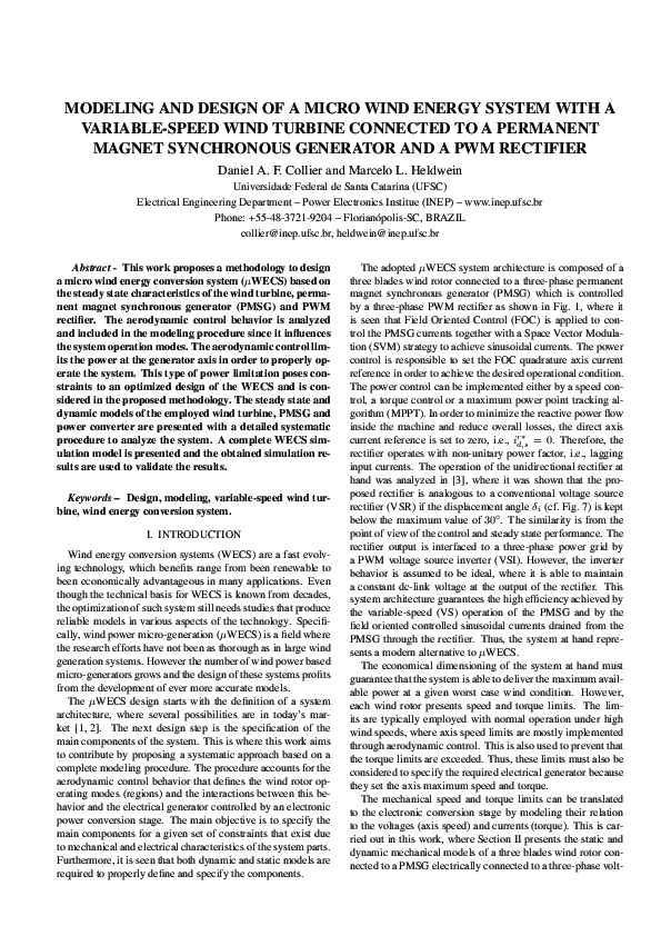 (PDF) Modeling and design of a micro wind energy system with a variable-speed wind turbine ...