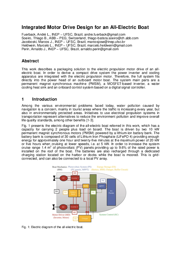 (PDF) Integrated Motor Drive Design for an All-Electric Boat