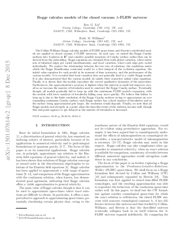 (PDF) Regge calculus models of the closed vacuumΛ-FLRW universe