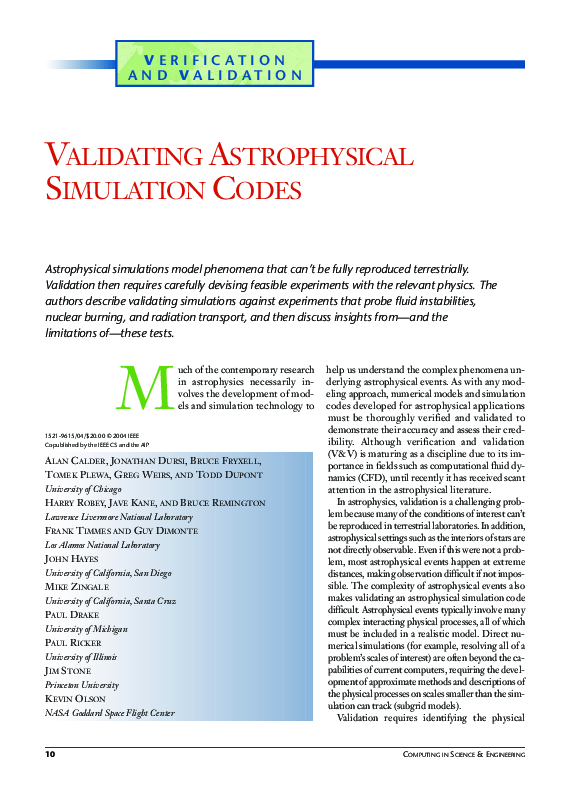 (PDF) Validating astrophysical simulation codes