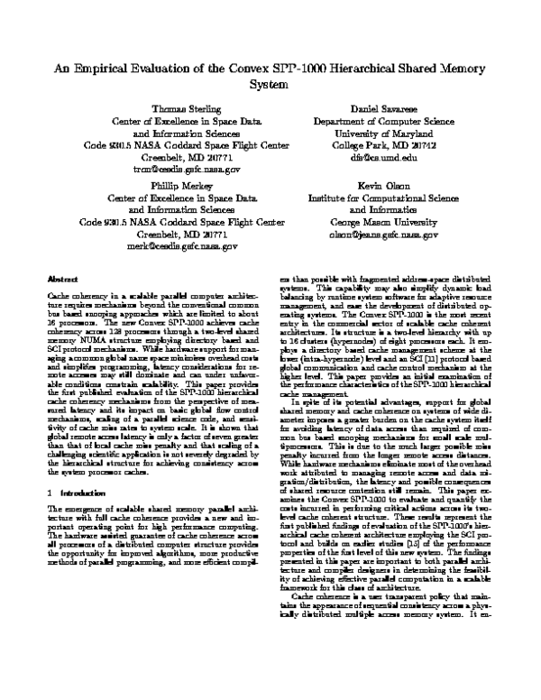 (PDF) An Empirical Evaluation of the Convex SPP-1000 Hierarchical Shared Memory System | Kevin ...