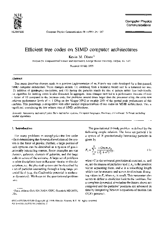 (PDF) Efficient tree codes on SIMD computer architectures