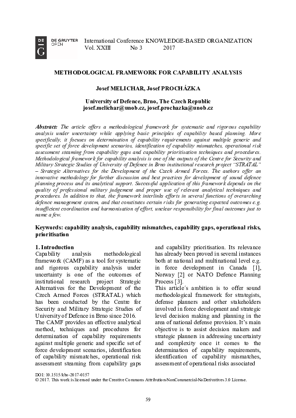 (PDF) Methodological Framework for Capability Analysis