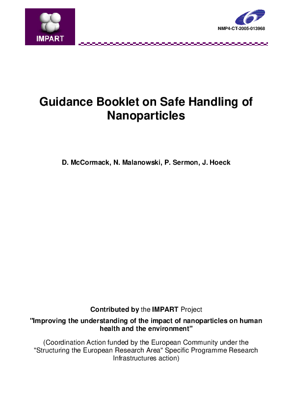 (PDF) Guidance Booklet on Safe Handling of Nanoparticles