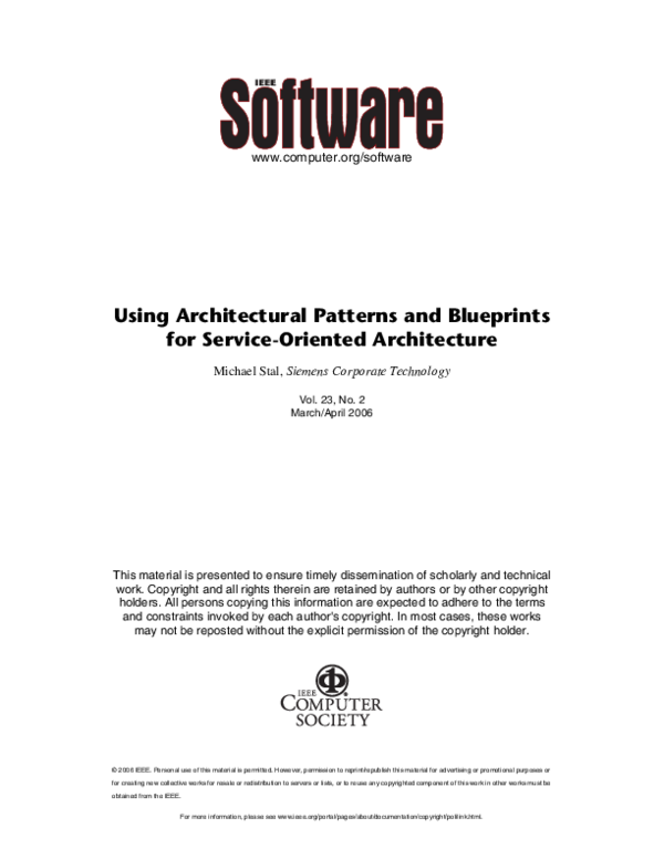 (PDF) Using architectural patterns and blueprints for service-oriented architecture