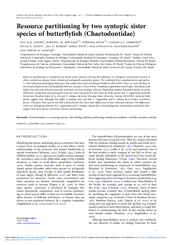 (PDF) Resource partitioning by two syntopic sister species of ...
