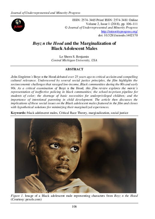 (PDF) Boyz n the Hood and the Marginalization of Black Adolescent Males