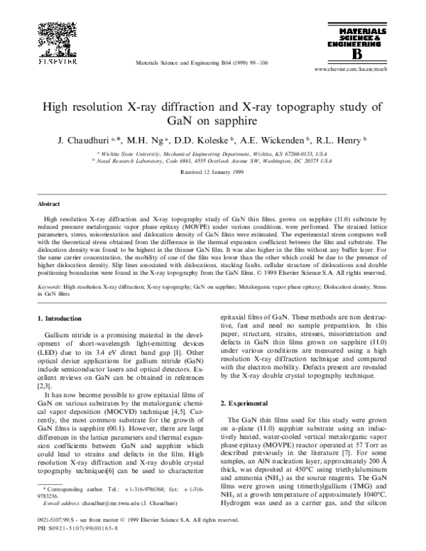 (PDF) High resolution X-ray diffraction and X-ray topography study of ...