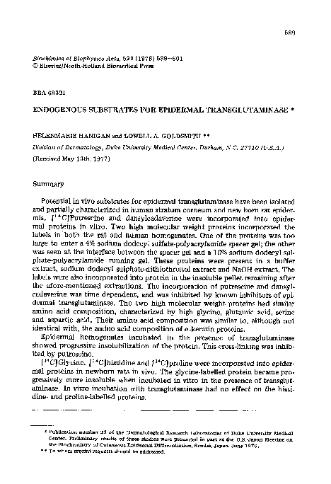 (PDF) Endogenous substrates for epidermal transglutaminase