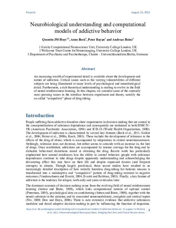 (PDF) Neuroscience and Models of Addiction