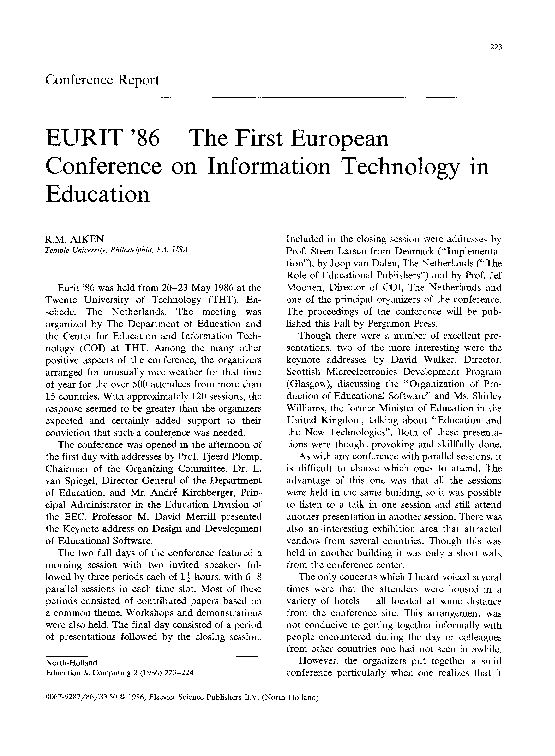 (PDF) EURIT '86 — The First European Conference on Information ...
