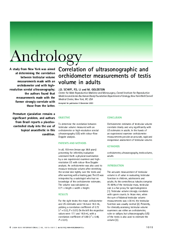 (PDF) Correlation of ultrasonographic and orchidometer measurements of ...