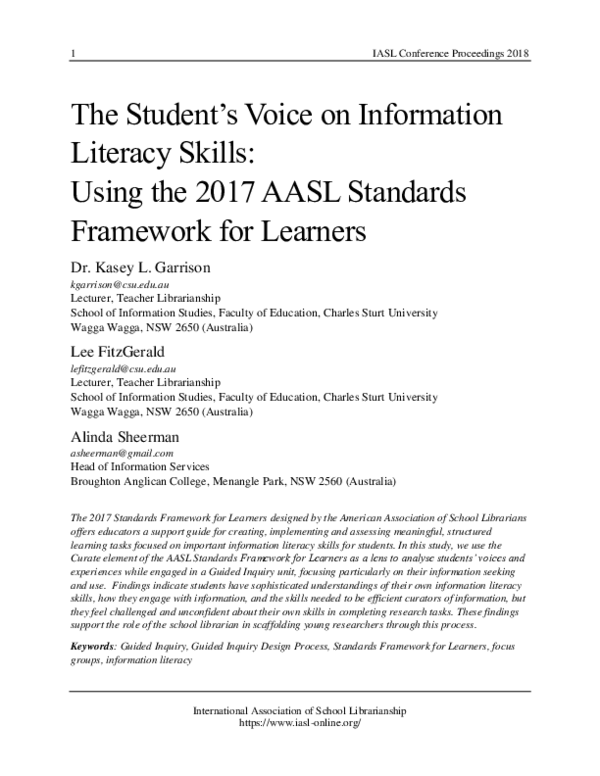 (PDF) The Student’s Voice on Information Literacy Skills: Using the ...