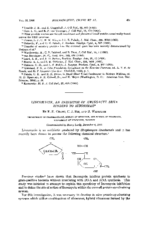 (PDF) Lincomycin, an inhibitor of aminoacyl sRNA binding to ribosomes ...