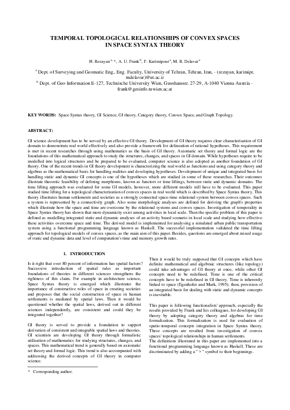 Pdf Temporal Topological Relationships Of Convex Spaces In Space Syntax Theory