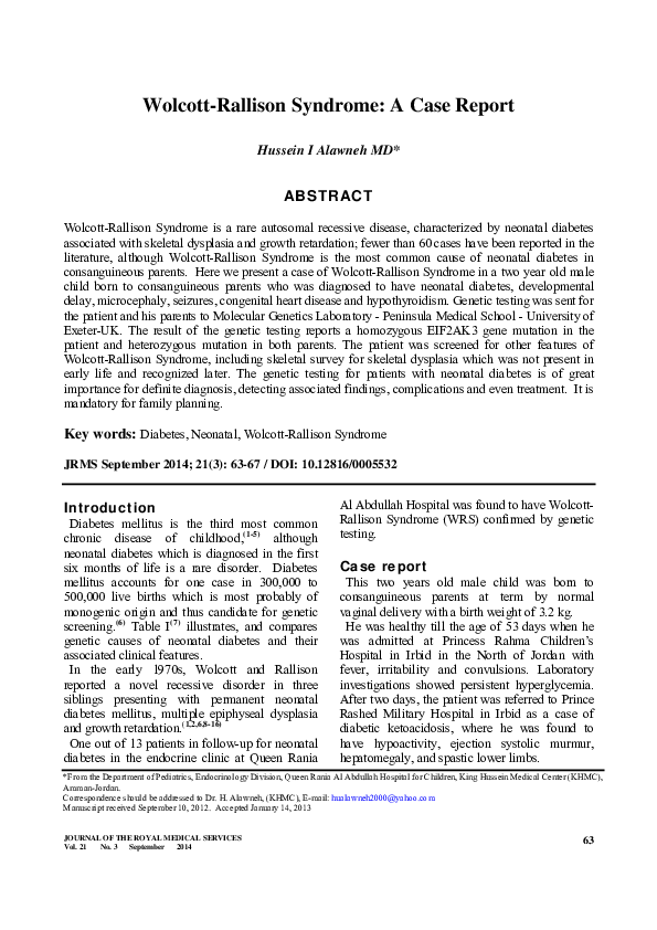 (PDF) Wolcott-Rallison Syndrome : A Case Report