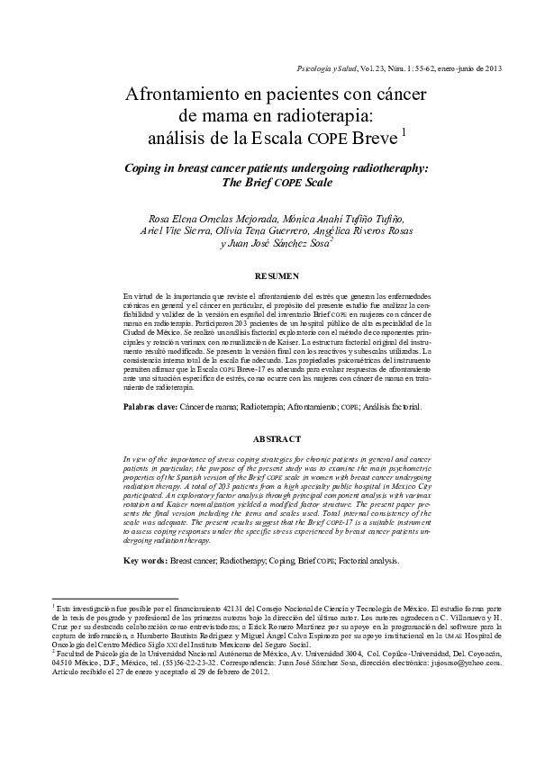 (PDF) Coping in breast cancer patients undergoing radiotheraphy: The ...