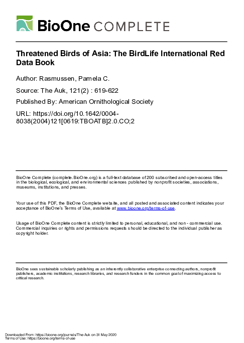 (PDF) Threatened Birds of Asia: The BirdLife International Red Data Book