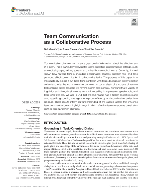 (PDF) Team Communication as a Collaborative Process