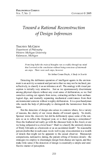 (PDF) Toward a Rational Reconstruction of Design Inferences