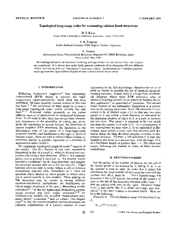 (PDF) Topological long-range order for resonating-valence-bond structures