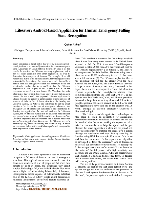 (PDF) Lifesaver: Android-based Application for Human Emergency Falling ...