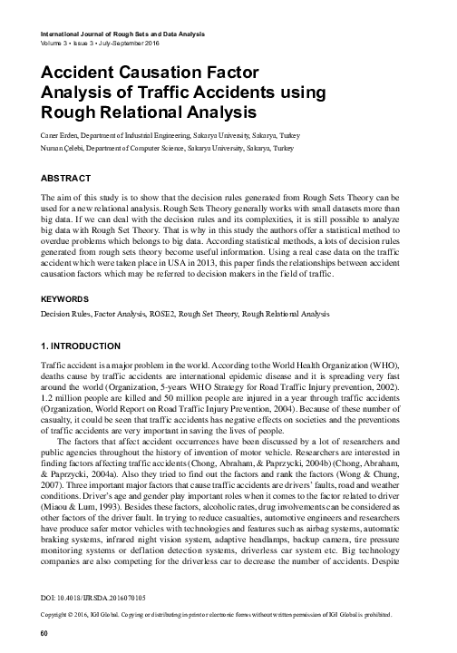 (PDF) Accident Causation Factor Analysis of Traffic Accidents using ...