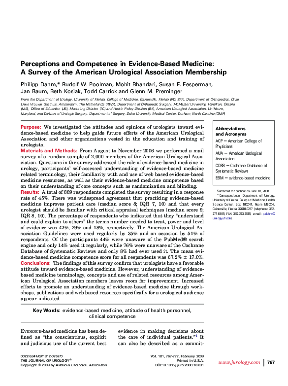 (PDF) Perceptions and Competence in Evidence-Based Medicine: A Survey ...